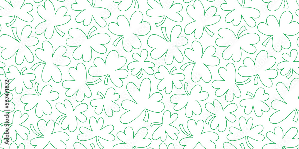 Green Shamrock Seamless Pattern Illustration Natural Clover Leaf Plant