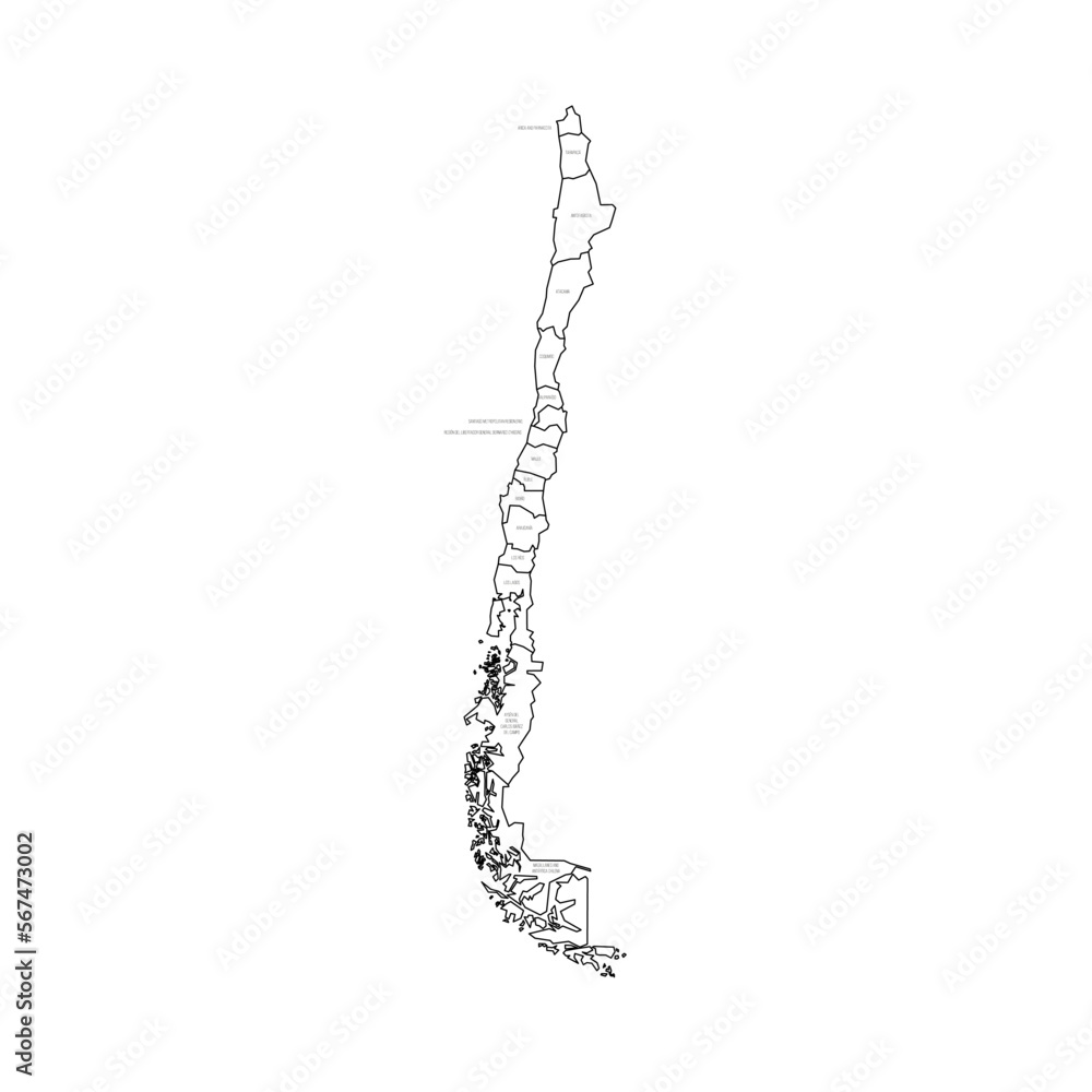 Chile political map of administrative divisions Stock Vector | Adobe Stock