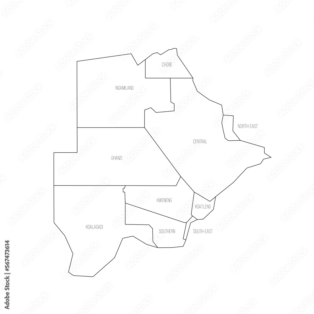 Botswana political map of administrative divisions Stock Vector | Adobe ...