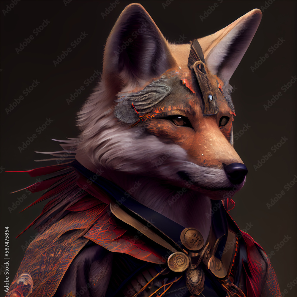Champion samurai fox with gradient background, ai art, wallpaper ...