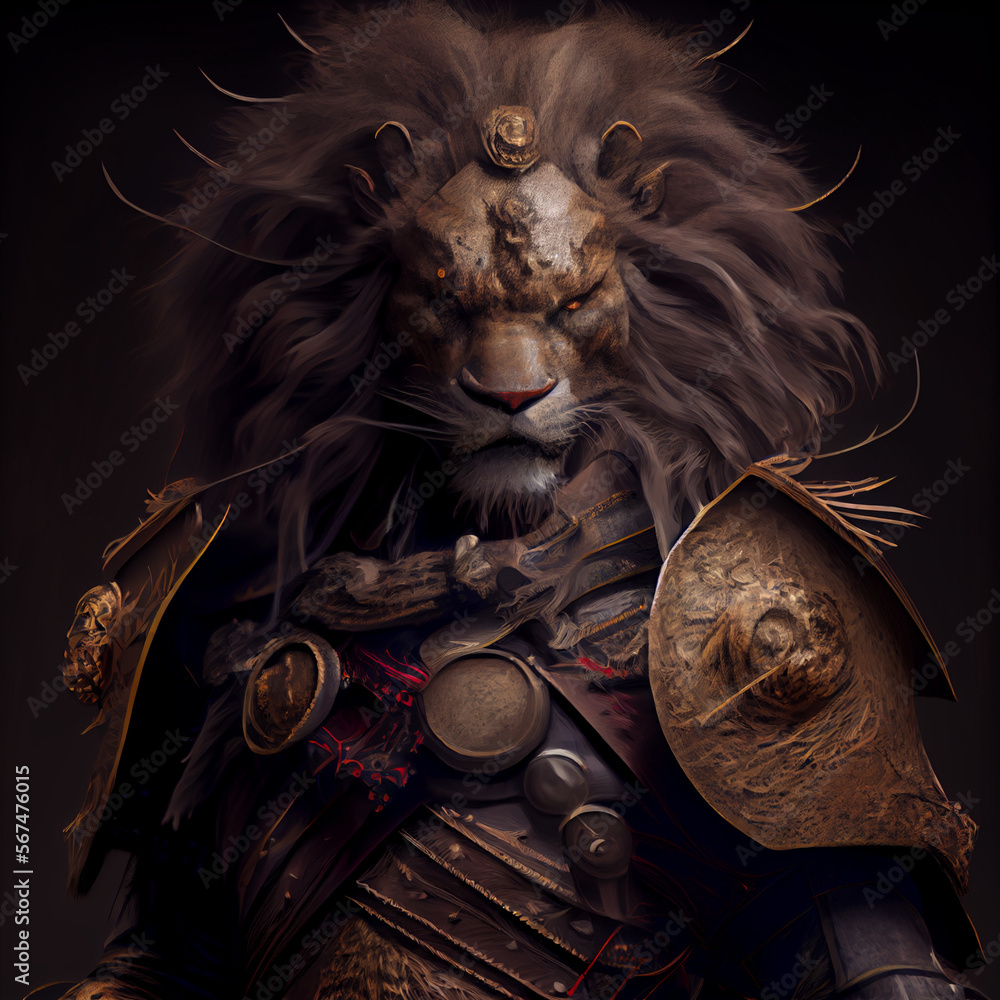Champion samurai lion with gradient background, ai art, wallpaper ...