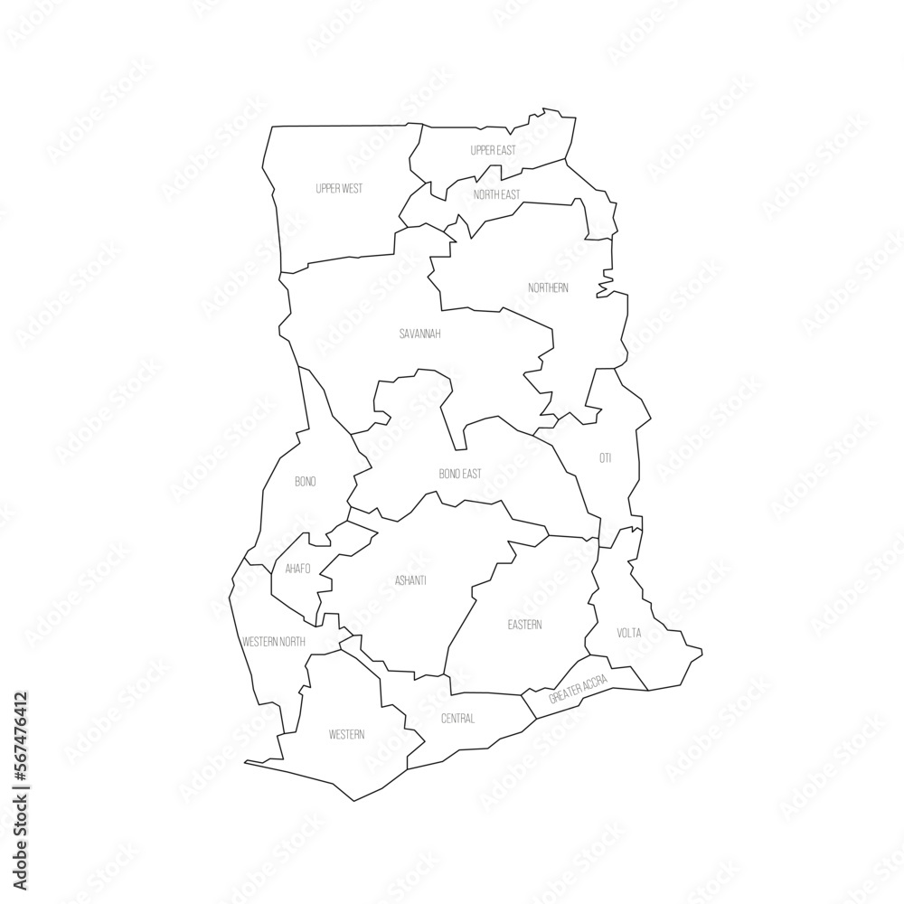 Ghana political map of administrative divisions Stock Vector | Adobe Stock