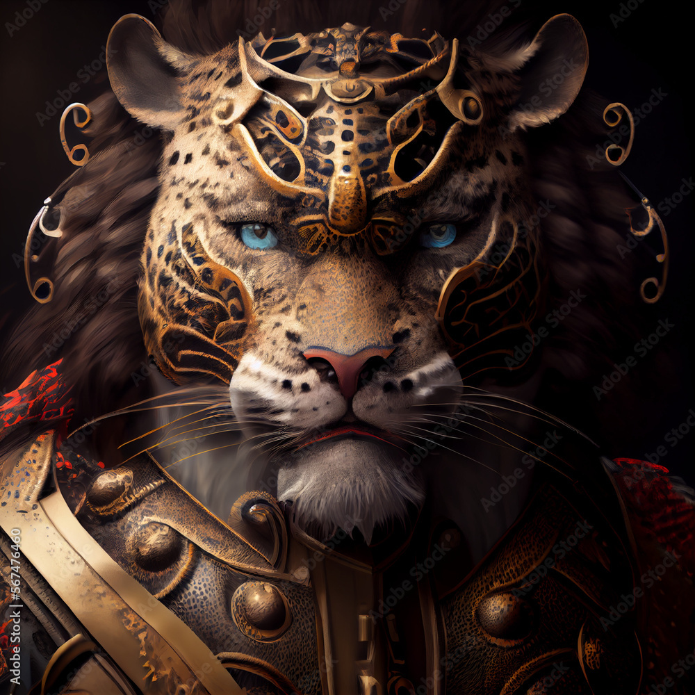 Champion samurai leopard with gradient background, ai art, wallpaper ...