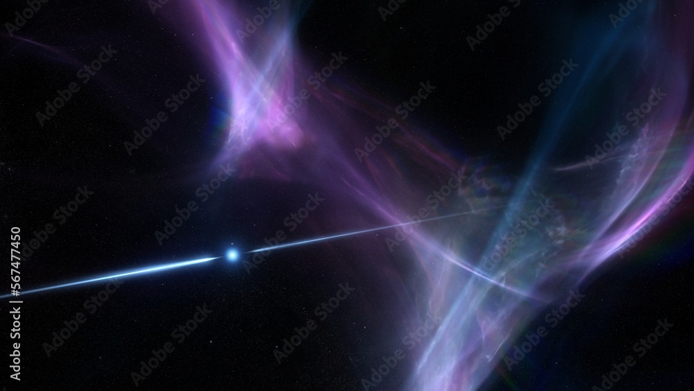 Rotating pulsar wrapped in nebula emitting high energy bursts. Outer ...