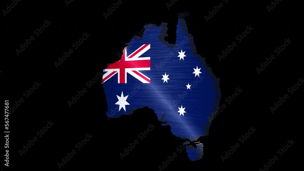 3D animation of Australia map rotating, isolated by alpha channel ...