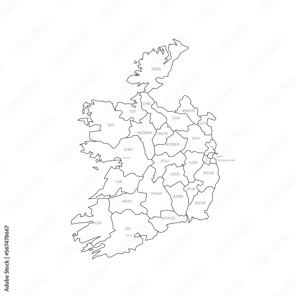Ireland political map of administrative divisions Stock Vector | Adobe ...