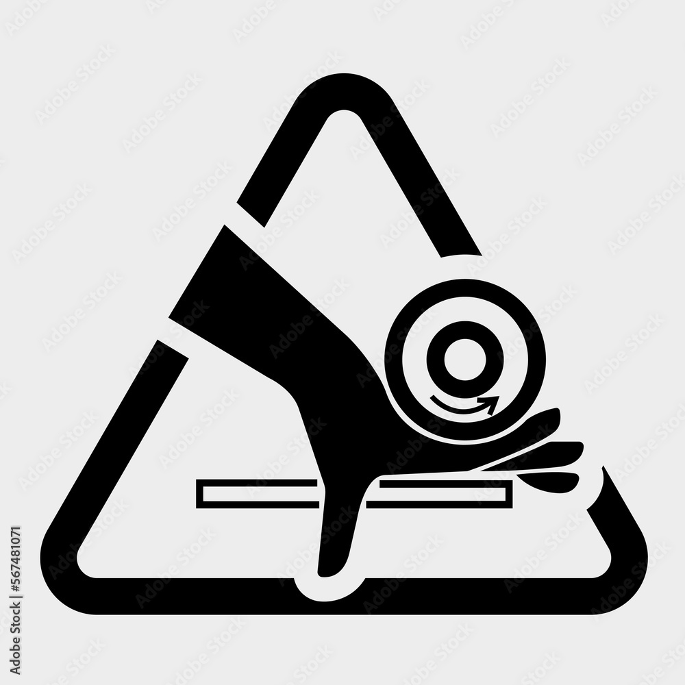 Hand Crush Roller Pinch Point Symbol Sign Isolate on White Background ...