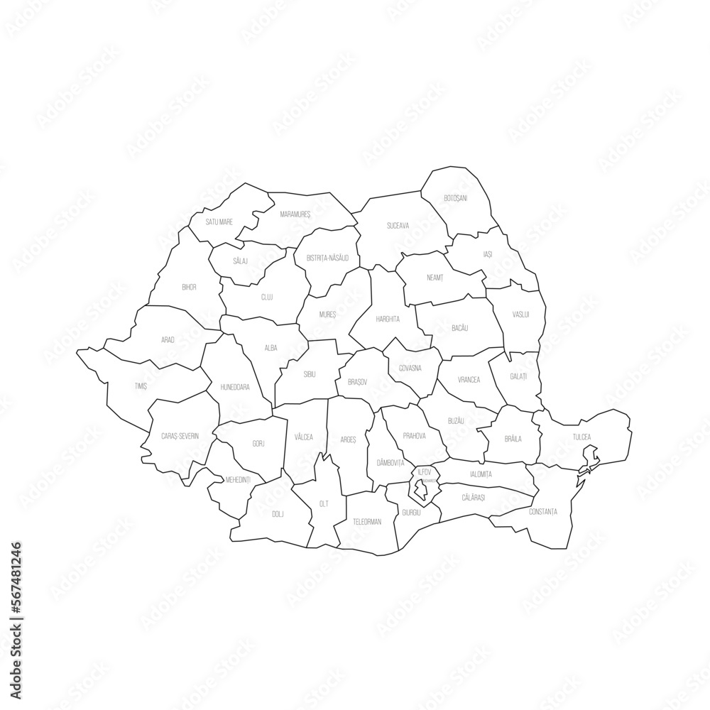 Romania political map of administrative divisions Stock Vector | Adobe ...