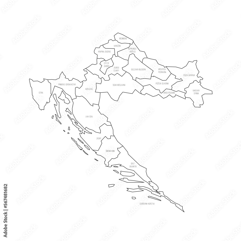 Croatia political map of administrative divisions Stock Vector | Adobe ...