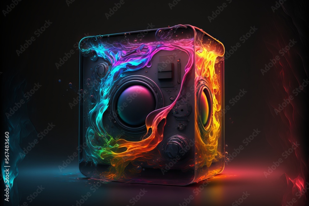 Abstract Sound System in Fire Flame Rainbow Neon Concept Graphic Design ...