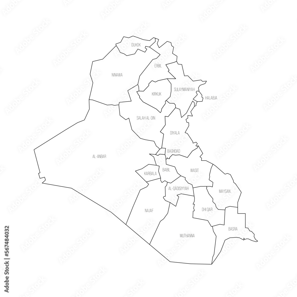 Iraq political map of administrative divisions Stock Vector | Adobe Stock