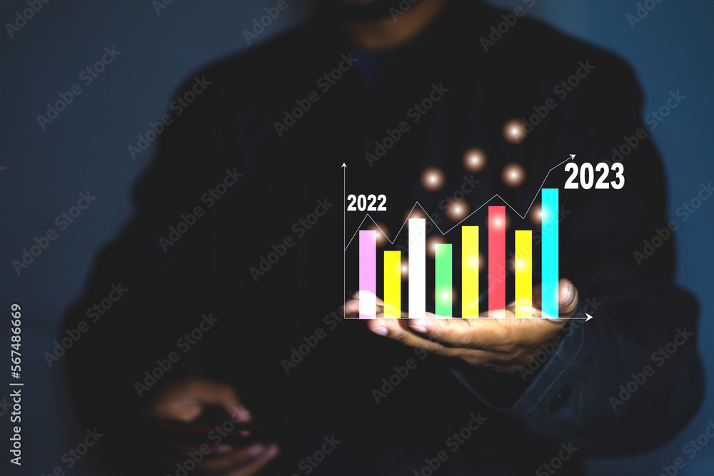 Business sales Growth bar graph and development chart of company in new ...