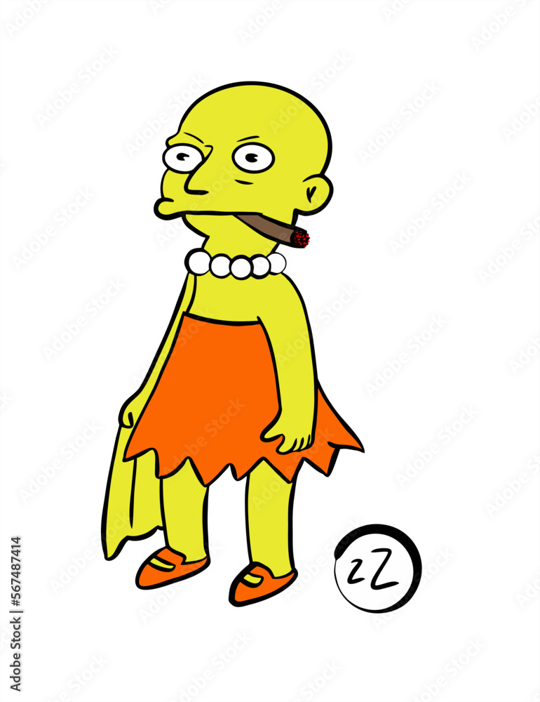 lisa simpsons mask off smoking a cigar collorfull illustration cartoon ...