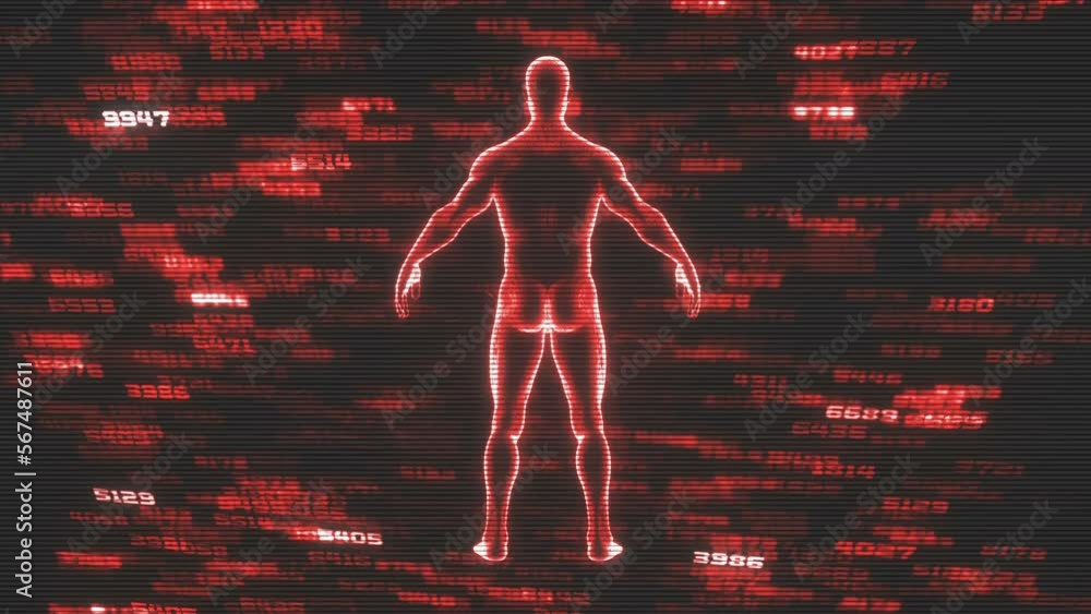 Seamless futuristic medical animation of user interface FUI HUD body ...