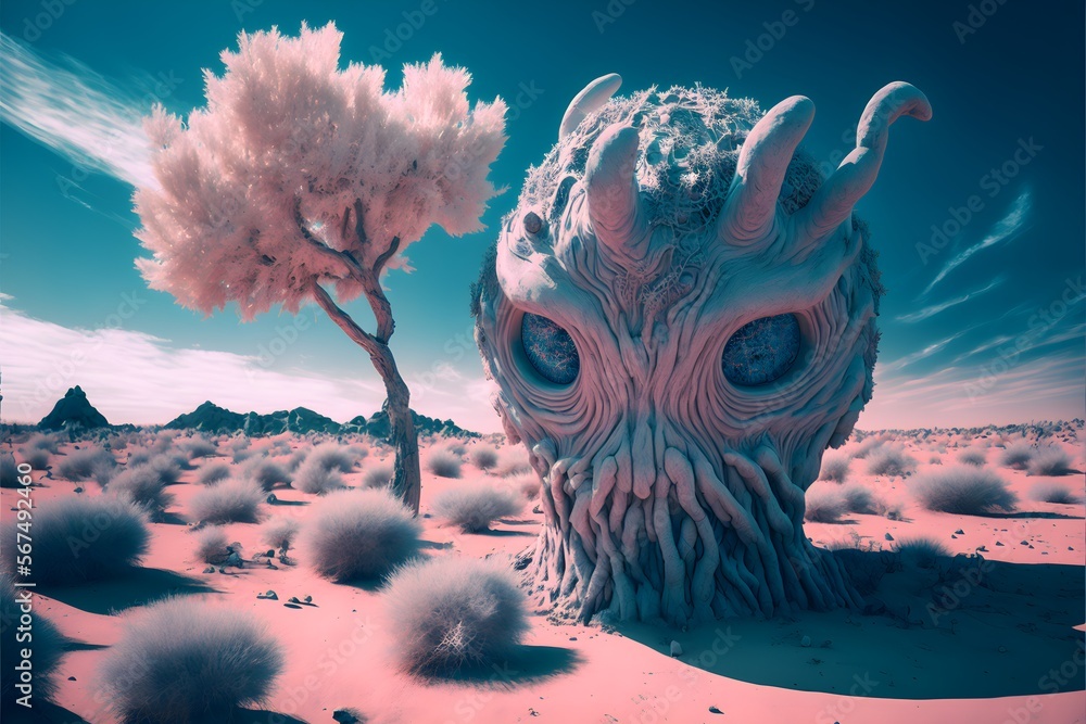 strange creature infrared photography alien forest rocky planet pastel ...