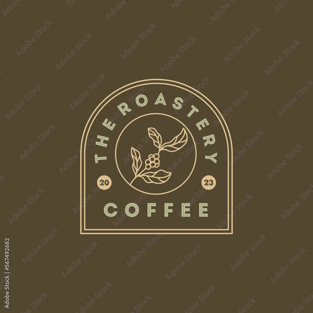 coffee shop logo. retro badge coffee bean and leaf branch natural icon ...
