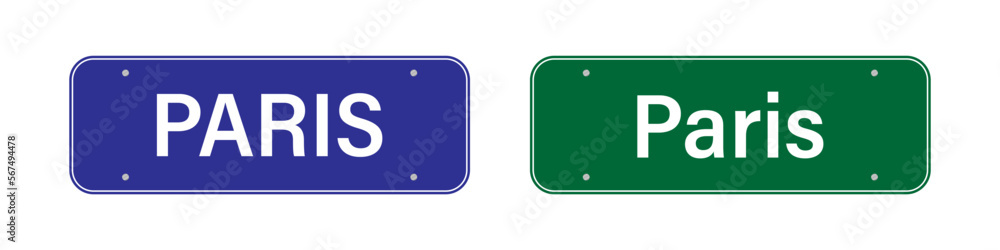 Paris road sign. Welcome to Paris. The billboard with the city name ...