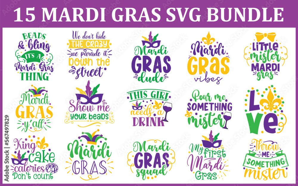 Mardi Gras SVG Bundle, Mardi Gras Svg Bundle, Fat Tuesday Carnival Svg ...