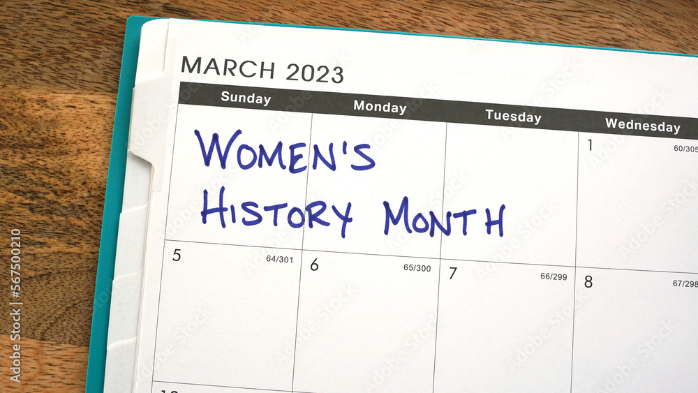 Women's History Month marked on a calendar in March 2023. Stock Photo ...