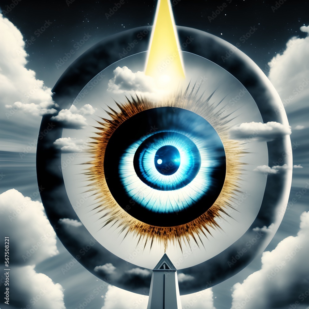 God's All-Seeing Eye in the Sky, Generative AI Illustration Stock ...