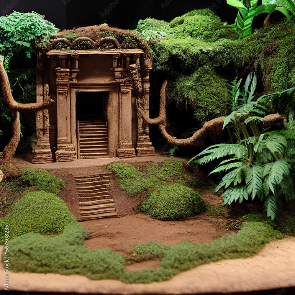 Jungle temple with vines, trees, and ruins, AI generated Stock ...