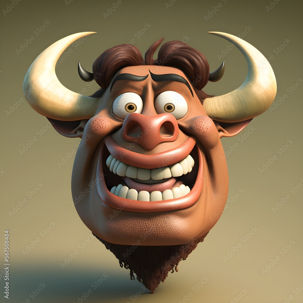 Happy smiling minotaur floating head head only kid friendly no neck no ...