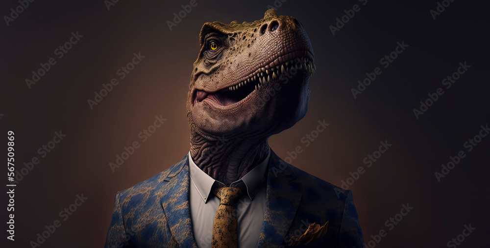 T Rex Dressed In A Formal Business Suit Anthropomorphic Businessman Generative Ai Stock