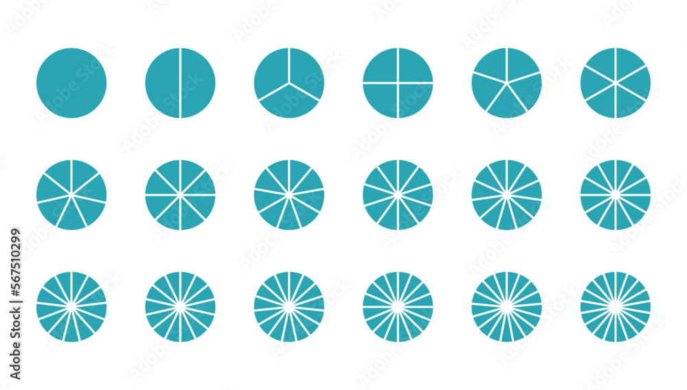 Circular structure chart. Turquoise circle section template. Ring and ...