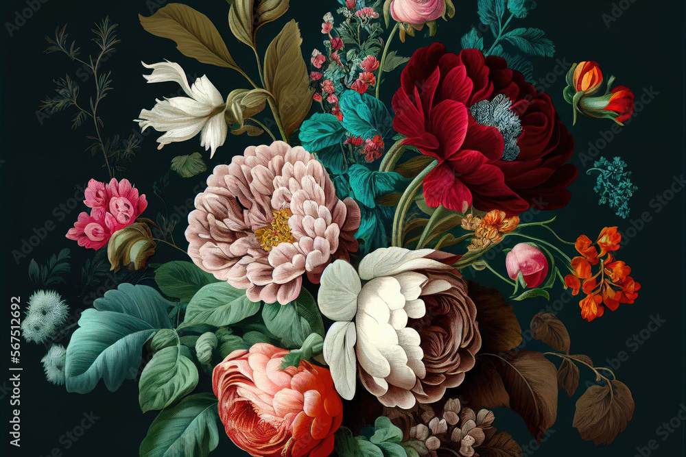 Vintage bouquet of beautiful flowers. Floral background. Abstract ...