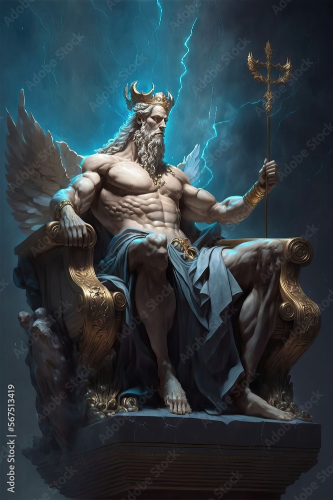 4K resolution or higher, Zeus, seated on the throne, thunders, mount ...