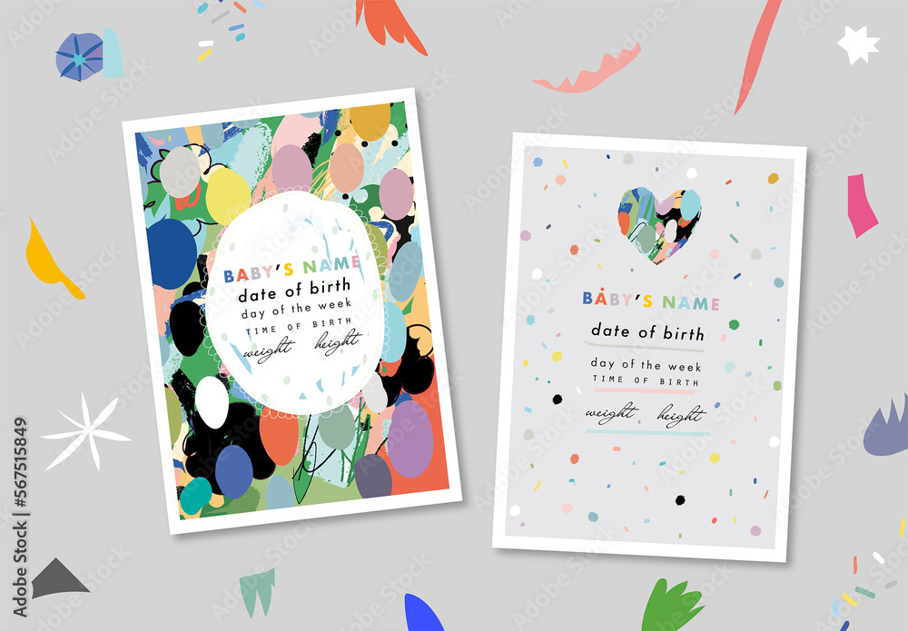 Baby Birth Cards Layout Stock Template | Adobe Stock