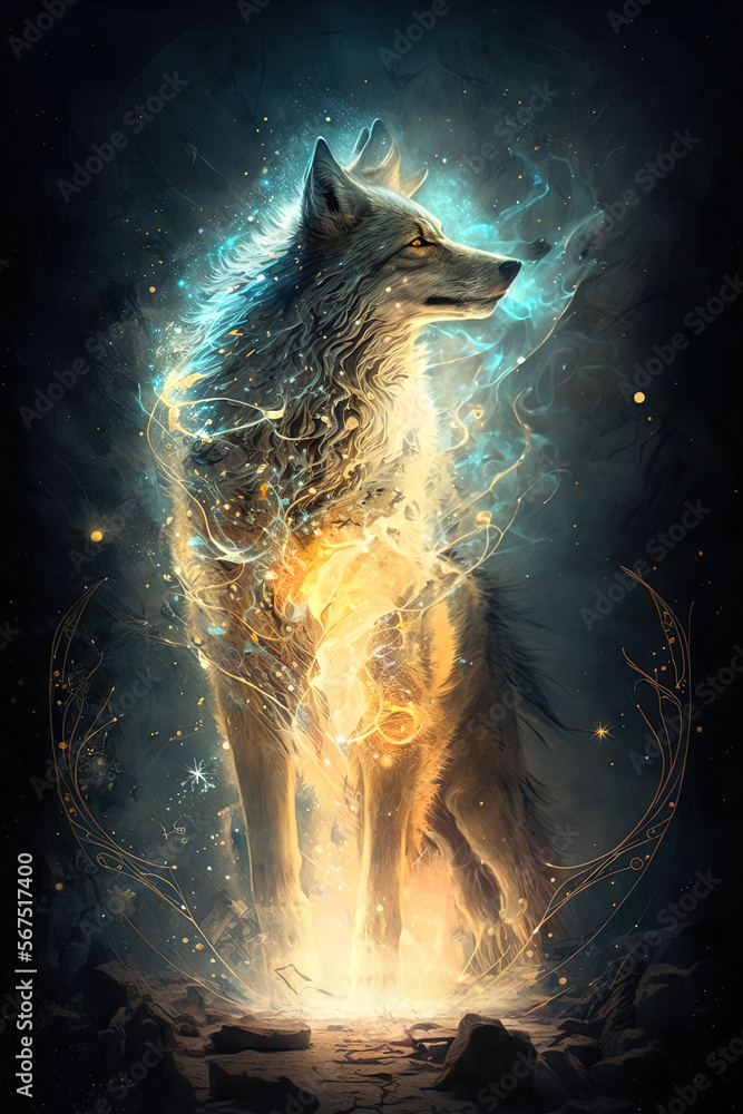 Spirit wolf animal guide. Generative AI, this image is not based on any ...
