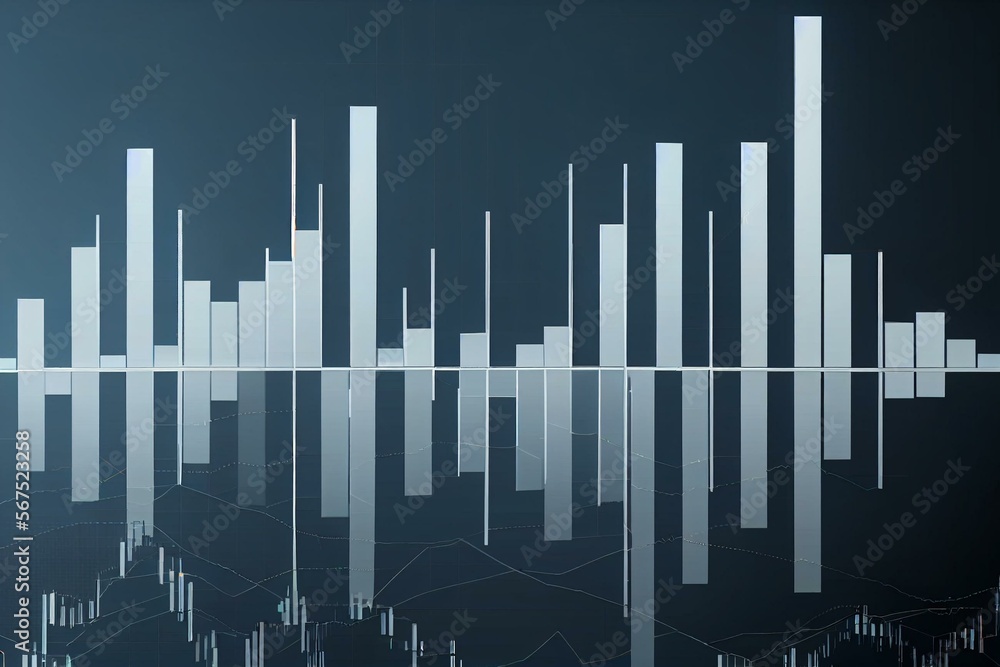 Stock market investment graph with indicator and volume data ...