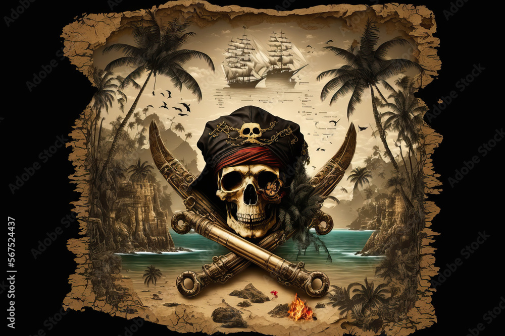 history context treasure beach pirate island sea cave gun pistol skull ...