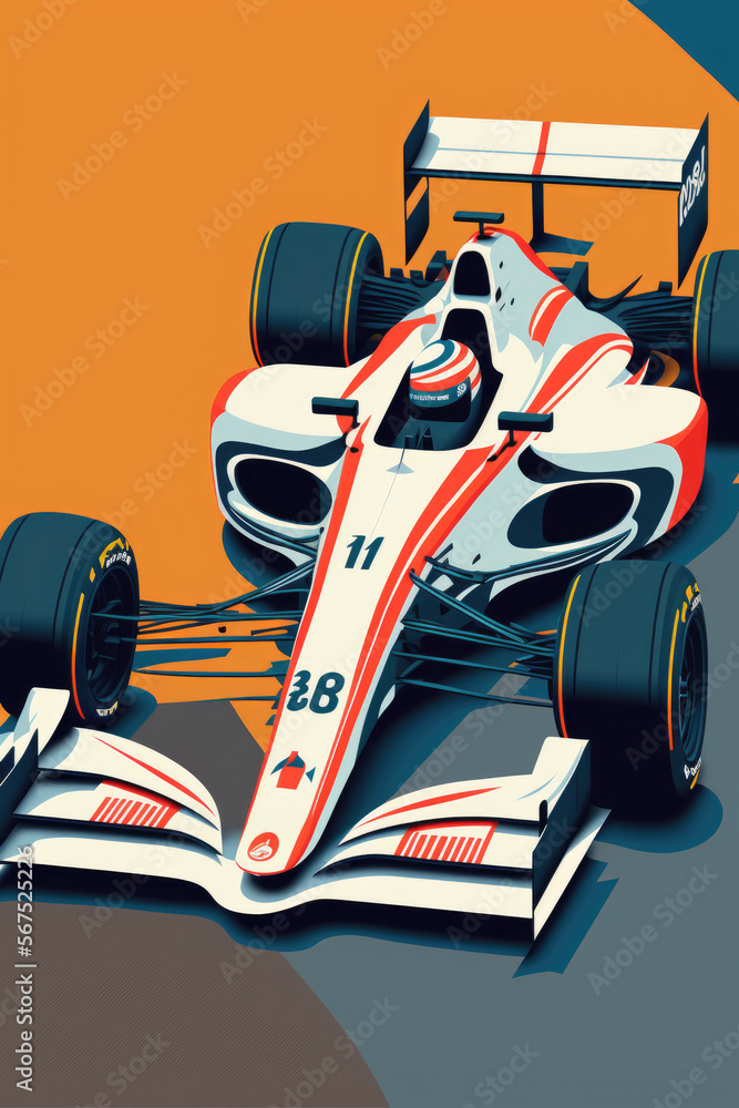 Formula 1 racecar illustration. F1 car. Generative AI. Stock ...
