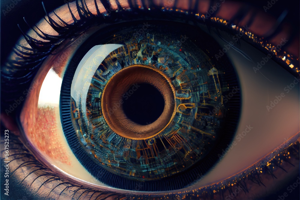 Closeup macro photorealistic illustration of a (somewhat) human eye ...