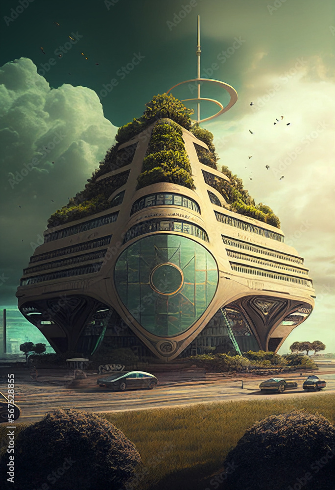 Futuristic sci-fi city in a technological world of the future. Ai ...