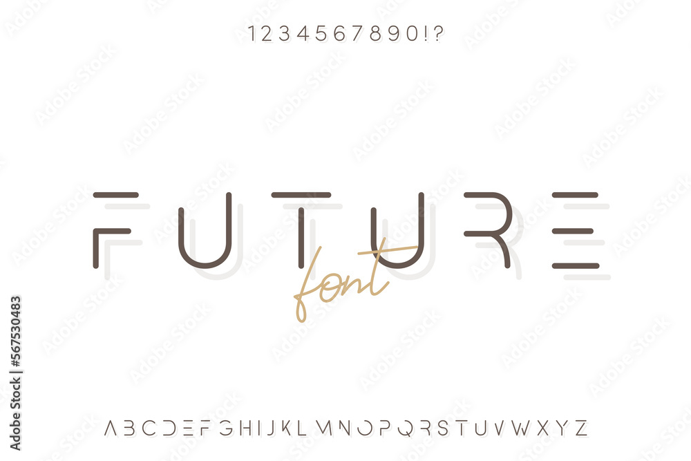 Modern minimalistic font. Futuristic and minimalistic sans serif font ...