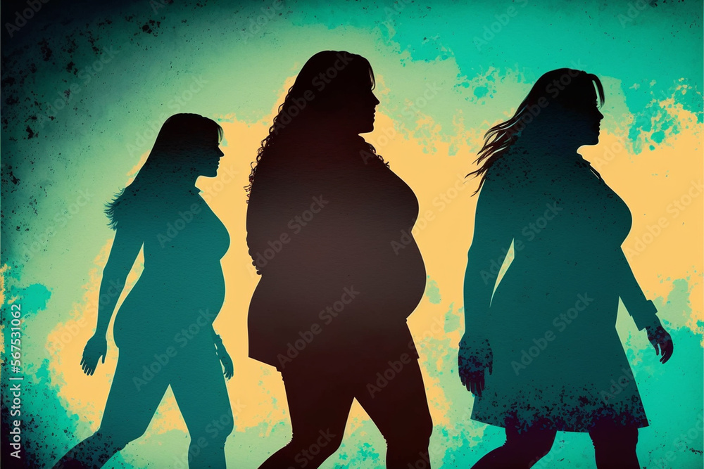 Silhouette of fat women. Very fat and moderately fat women.. Stock ...