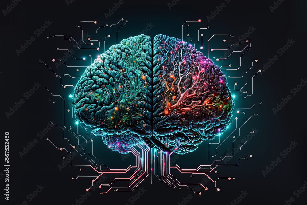 Beautiful image of the neural network shaped like a brain. Ai brain ...