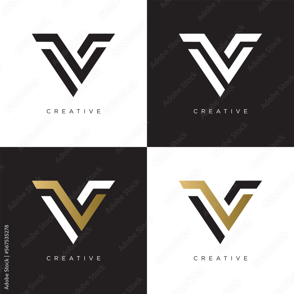 v logo design vector icon symbol Stock Vector | Adobe Stock