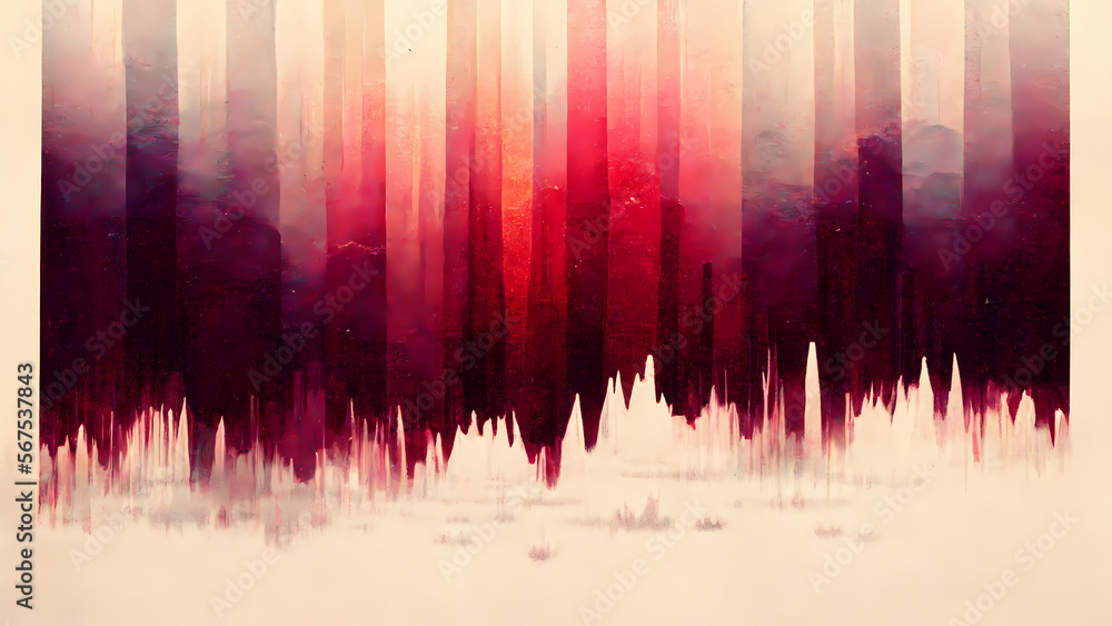 Red grainy gradient background, blurry colors equalizer pattern with ...