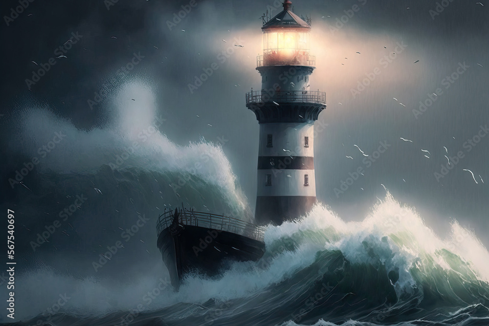For the navigation of commercial vessels, a towering white lighthouse ...