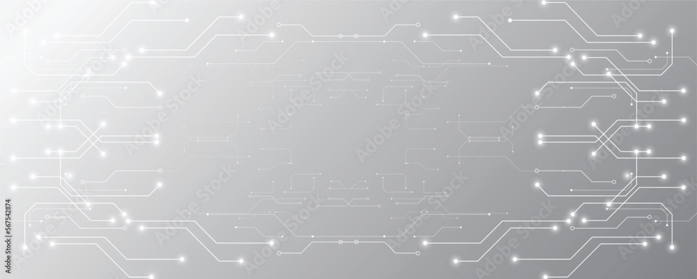 Grey white Abstract technology background, Hi-tech digital connect ...