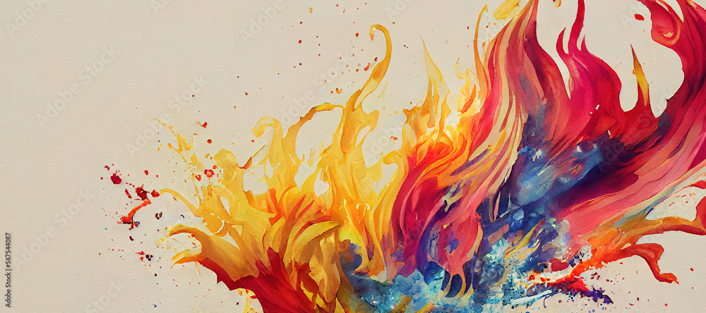 colorful watercolor fire smoke background with Generative AI Technology ...