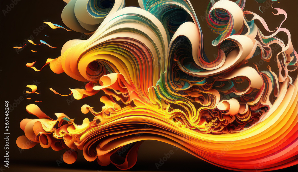 Abstract flowing artistic colorful rainbow flow background with ...