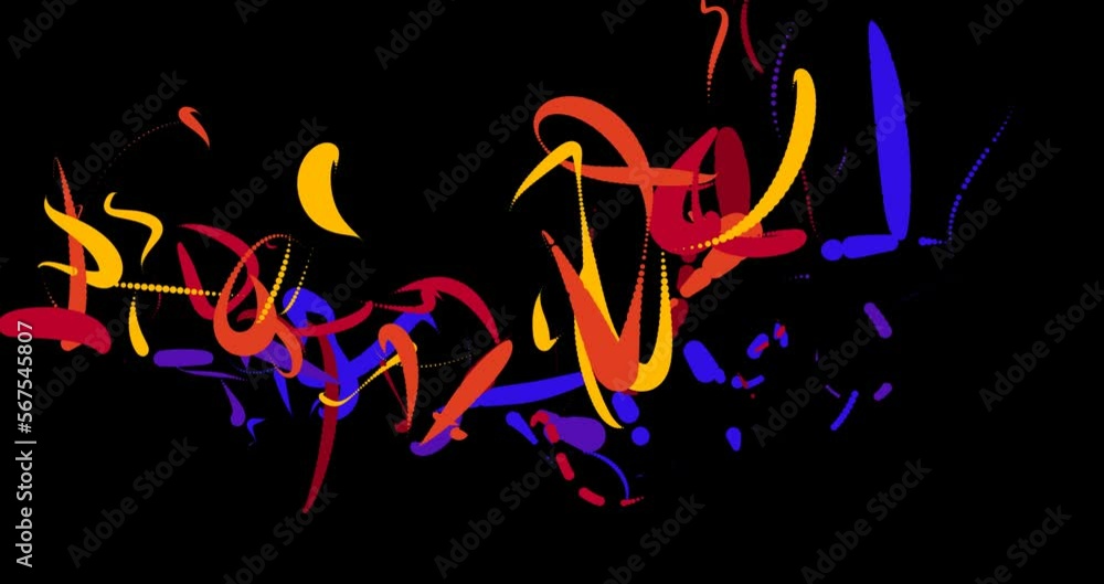 Sci-fi bg. Stream of multicolor curves form shape, curls and pattern ...