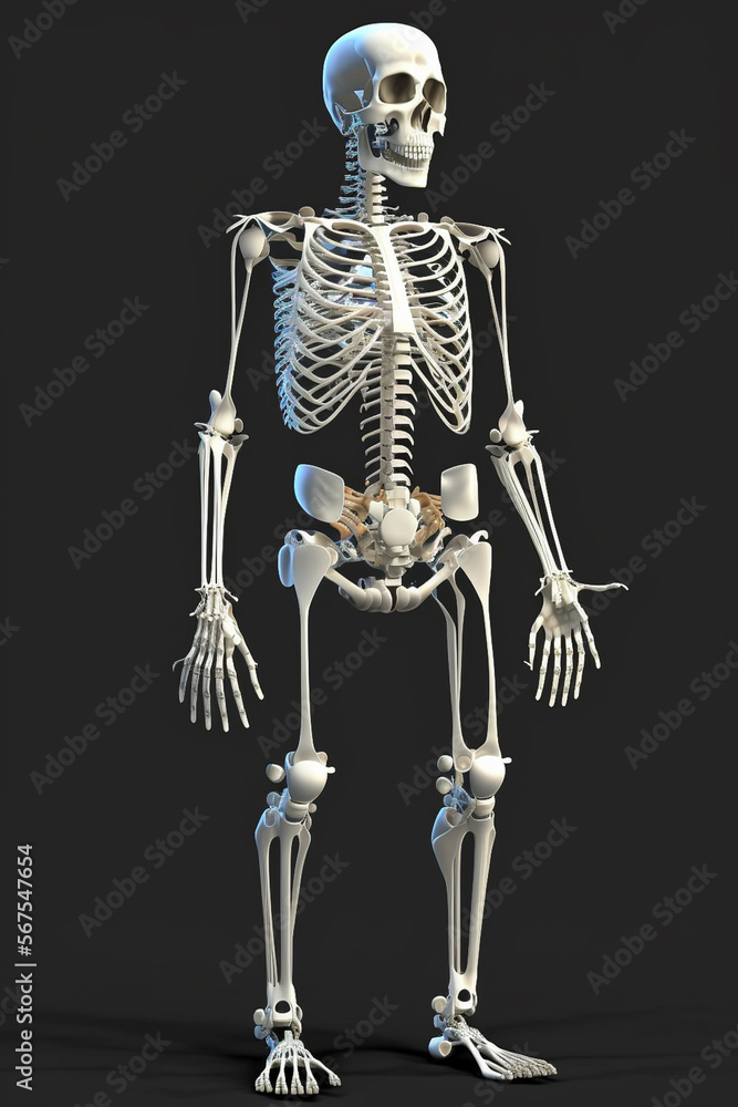 Skeleton, human anatomy bone structure for medical purposes and ...