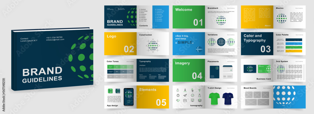 Brand Guidelines template. Brand Manual presentation mockup. Logo ...