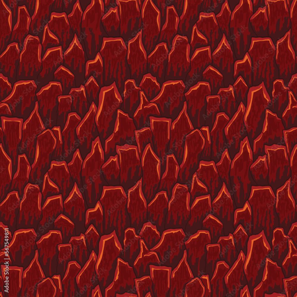Cartoon game texture, lava surface seamless pattern. Game asset walls ...
